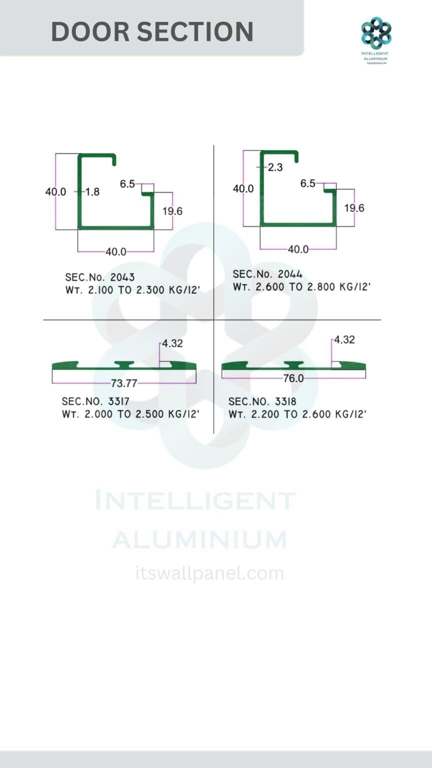 Aluminium Door Section Architectural Aluminium Extrusion