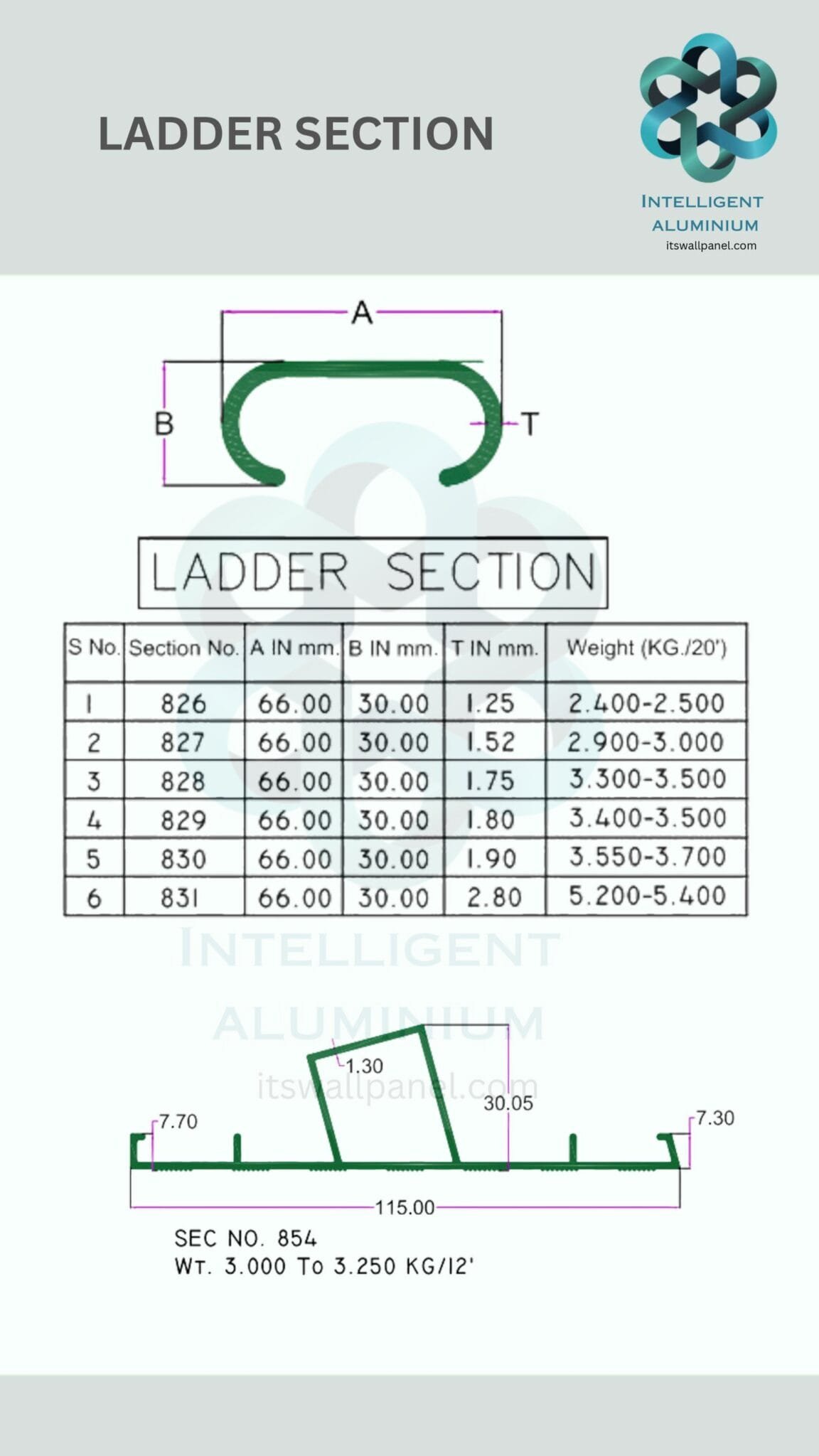 Aluminium Ladder Section Architectural Aluminium Extrusion