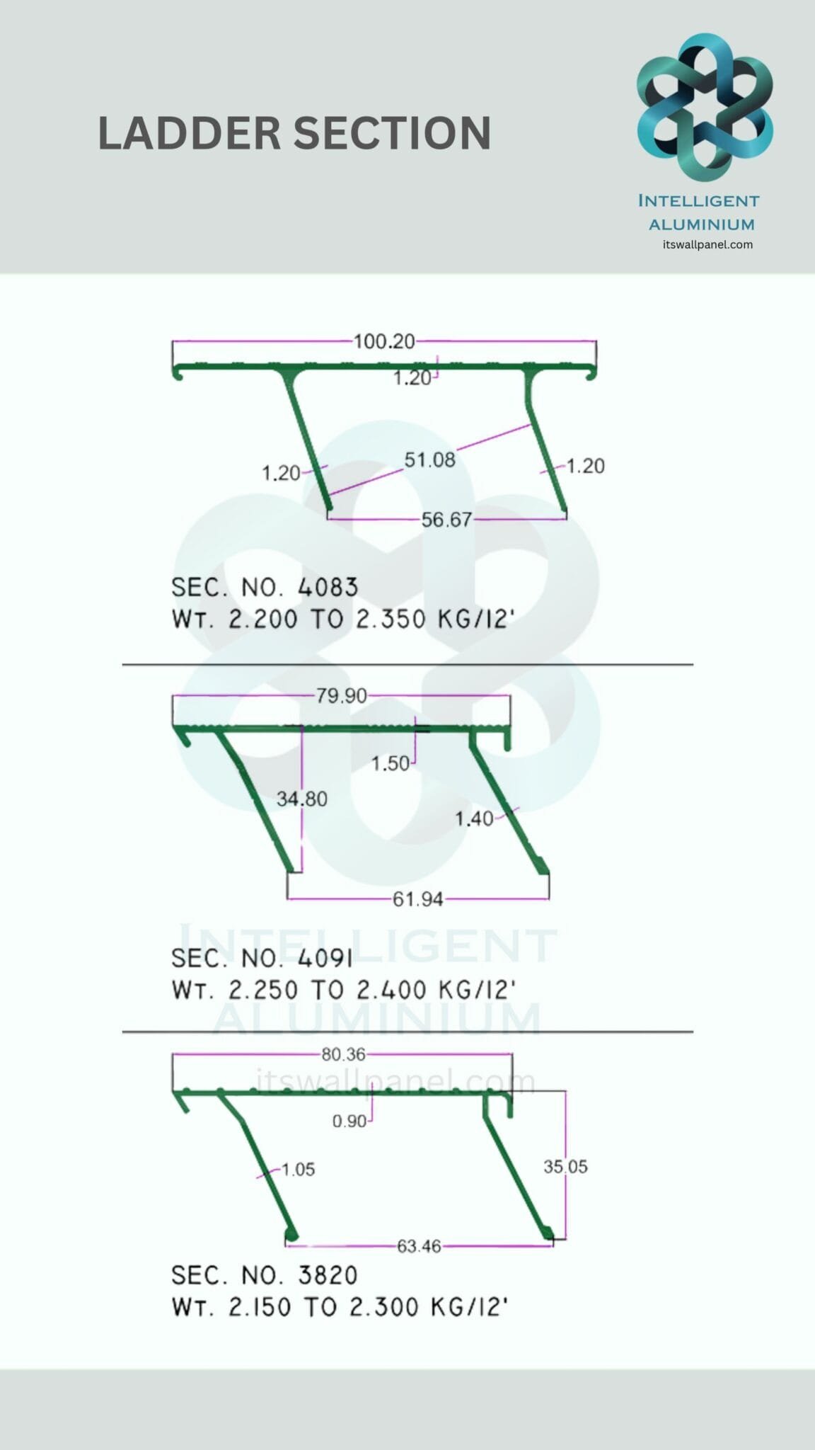 Aluminium Ladder Section Architectural Aluminium Extrusion