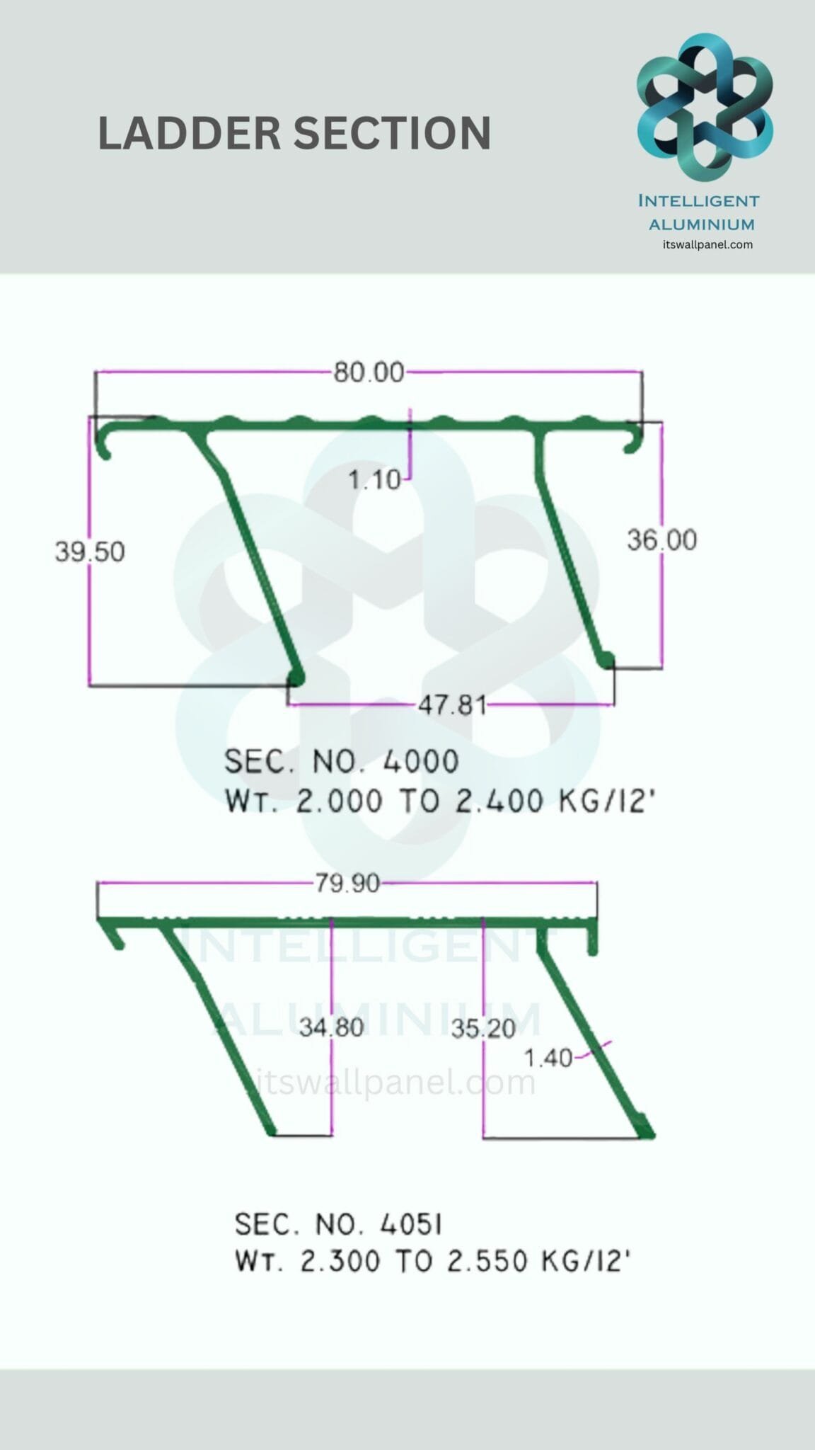 Aluminium Ladder Section Architectural Aluminium Extrusion