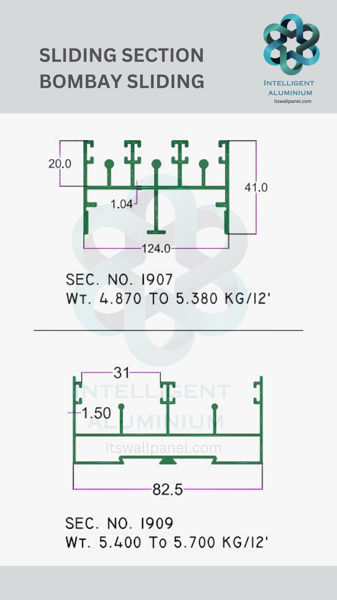 Aluminium Bombay Sliding Section Architectural Aluminium Extrusion